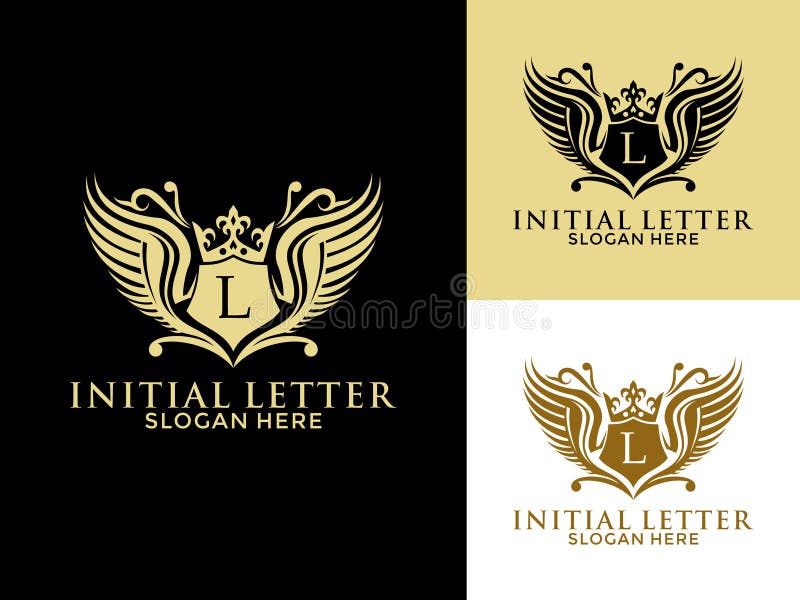 Luxury Royal Wing Letter L Logo Vector, Luxury Wing Crown Emblem ...