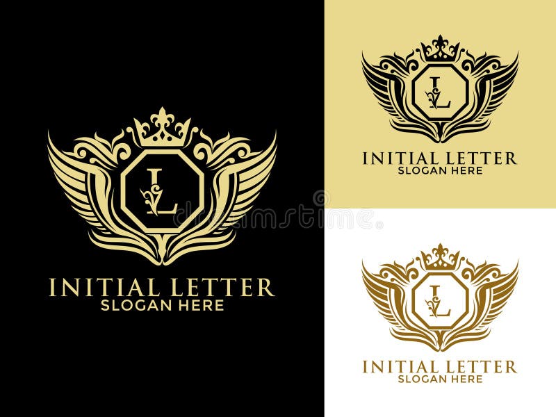 Luxury Royal Wing Letter L Logo Vector, Luxury Wing Crown Emblem ...