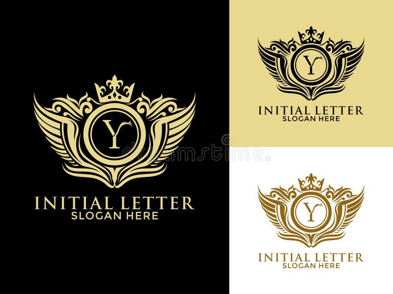 Luxury Royal Wing Letter Y Logo Vector, Luxury Wing Crown Emblem ...