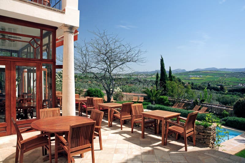 Luxury Rustic Hotel and Swimming Pool in Countryside Stock Photo ...