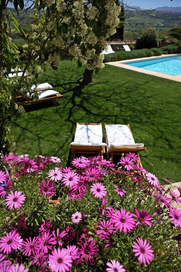 Luxury Rustic Hotel and Swimming Pool in Countryside Stock Photo ...