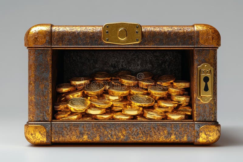 Luxury Safe with Gold Inside on White Insulated Background Stock Image ...