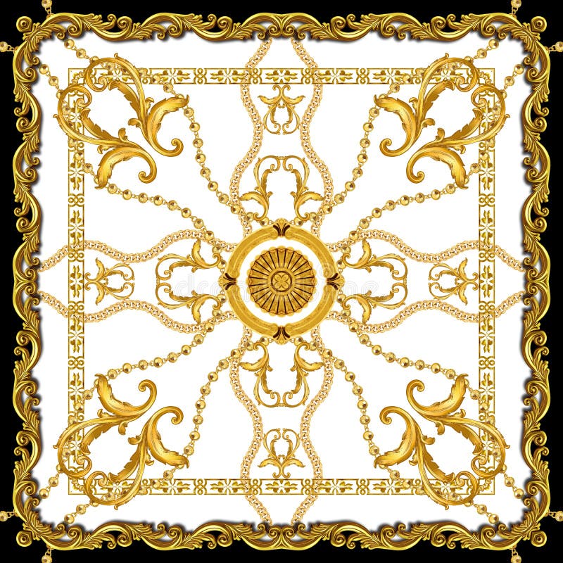 Luxury Scarf Design with Golden Chains and Baroque, Jewelry Shawl ...