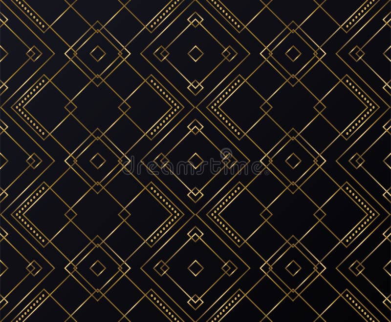 Luxury Seamless Pattern. Black and Gold Linear Geometric Pattern ...