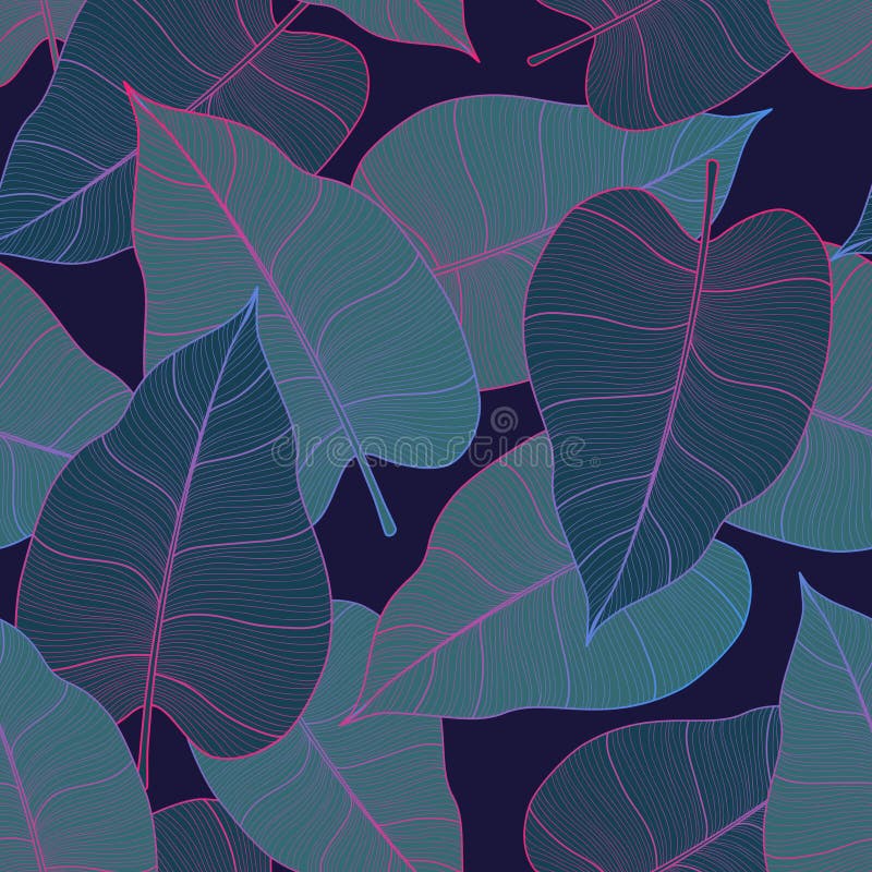 Luxury Seamless Pattern with Flow Blue Tropic Leaves. Summer Background ...