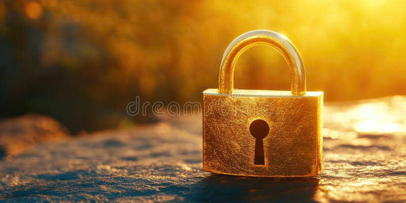 Luxury and Security: Detailed View of a Golden Padlock. Stock ...