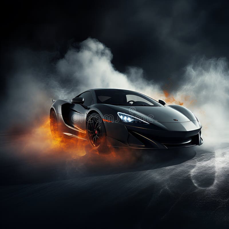 Luxury Sedan Car with Smoke Effect, Ai Generative Stock Illustration ...