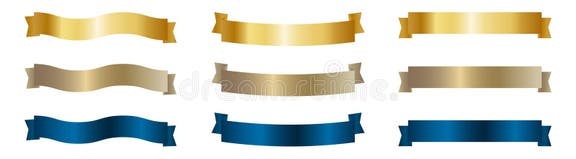 Luxury Set of Ribbons. Gold and Blue Ribbons for Text and Designs Stock ...