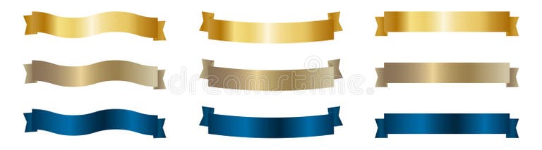Luxury Set of Ribbons. Gold and Blue Ribbons for Text and Designs Stock ...