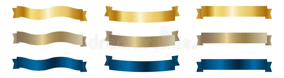 Luxury Set of Ribbons. Gold and Blue Ribbons for Text and Designs Stock ...