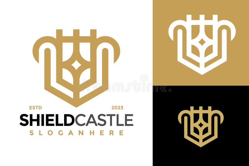 Luxury Shield Castle Logo Design Vector Symbol Icon Illustration Stock ...
