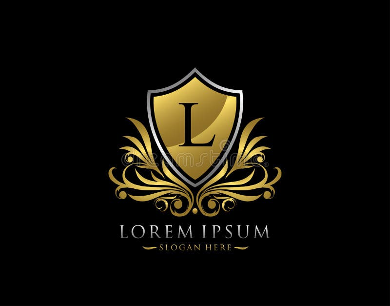 Luxury Shield L Letter Logo. Graceful Elegant Gold Shield Icon Design ...