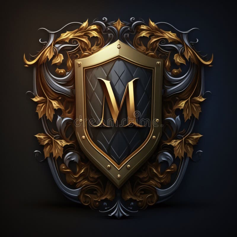 Luxury Shield with Letter M in the Center. Vector Illustration Stock ...