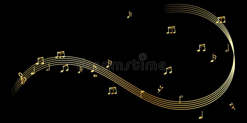 Luxury Shining Gold Notes. Doodle Music Notes Pattern Background Stock ...