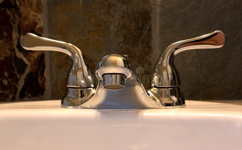 Luxury Silver Bathroom Faucet on Sink Stock Photo - Image of fixture ...