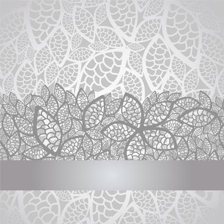 Luxury Silver Leaves Lace Border and Background Stock Vector ...