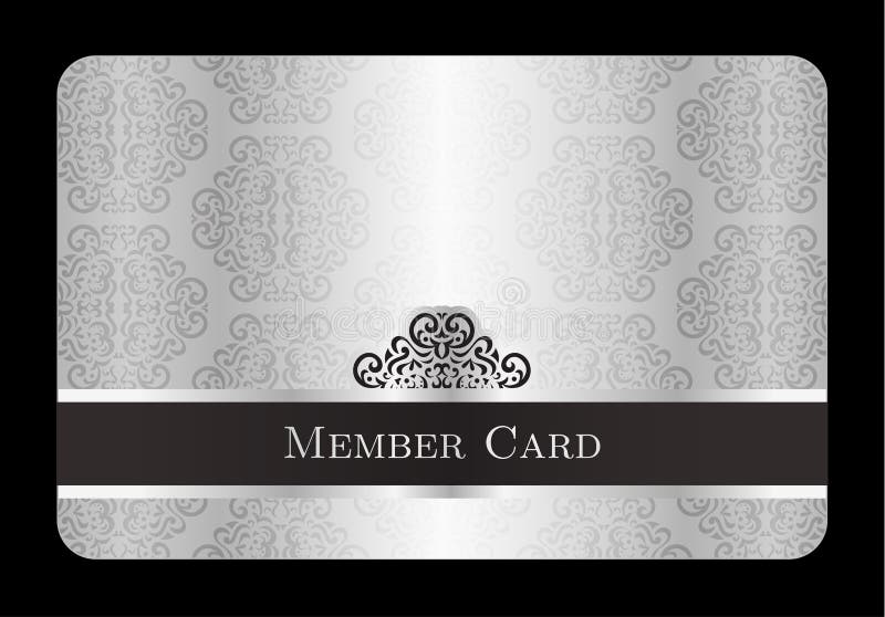 Luxury Silver Member Card with Vintage Floral Patt Stock Vector ...