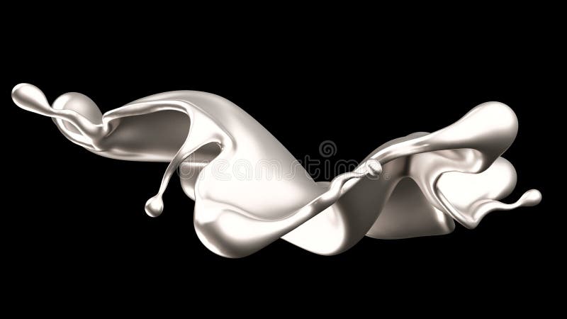 Luxury Silver Splash of Liquid. 3d Illustration, 3d Rendering Stock ...