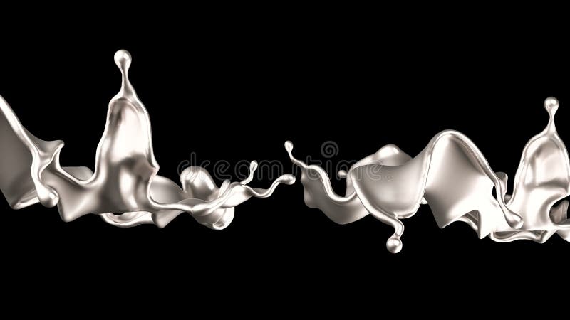 Luxury Silver Splash of Liquid. 3d Illustration, 3d Rendering Stock ...