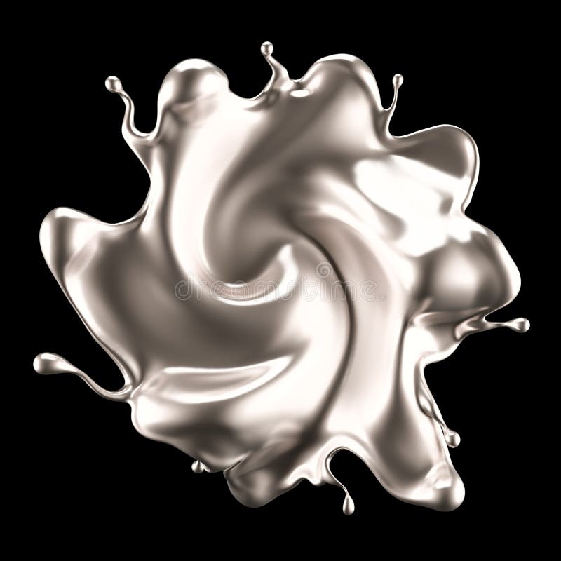 Luxury Silver Splash of Liquid. 3d Illustration, 3d Rendering Stock ...