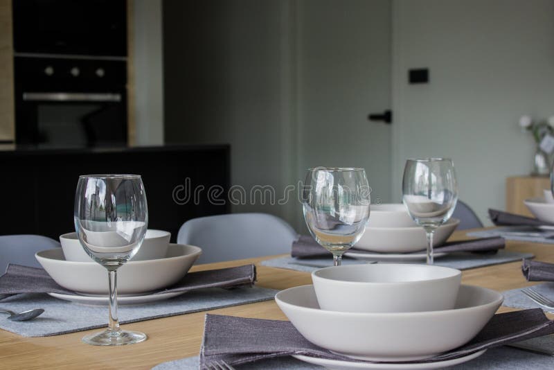 Luxury Silverware on Table in a Clean Room. Stock Image - Image of ...