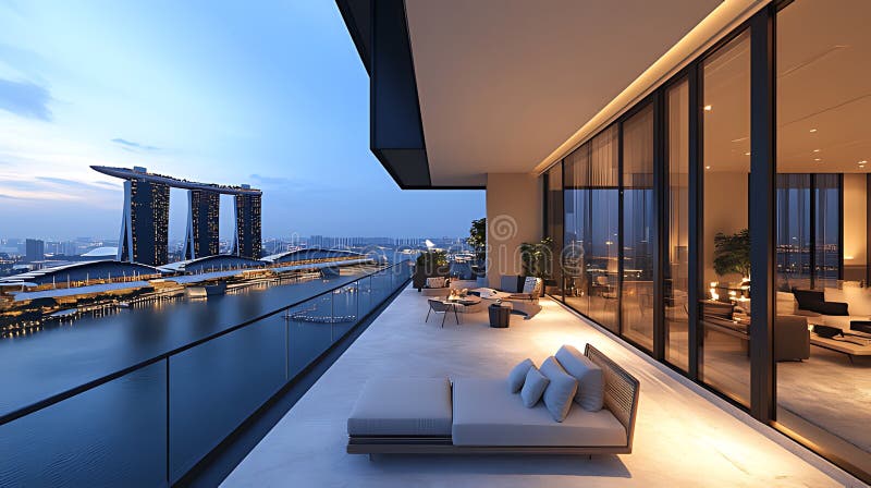 Singapore Condo Balcony Sunset View Stock Illustrations – 4 Singapore ...