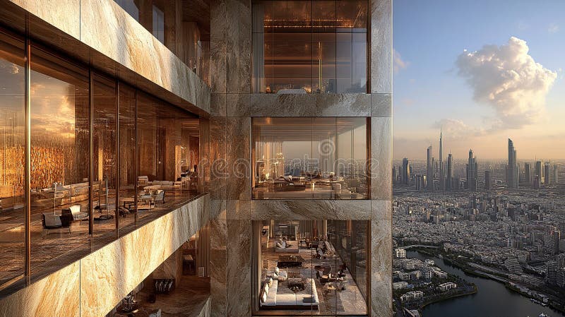 Luxury Skyscraper Apartments Sunset City View Stock Image - Image of ...