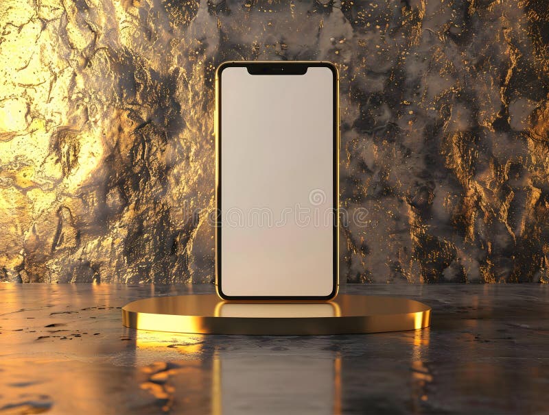 Luxury Smartphone Mockup: Golden Elegance Stock Illustration ...