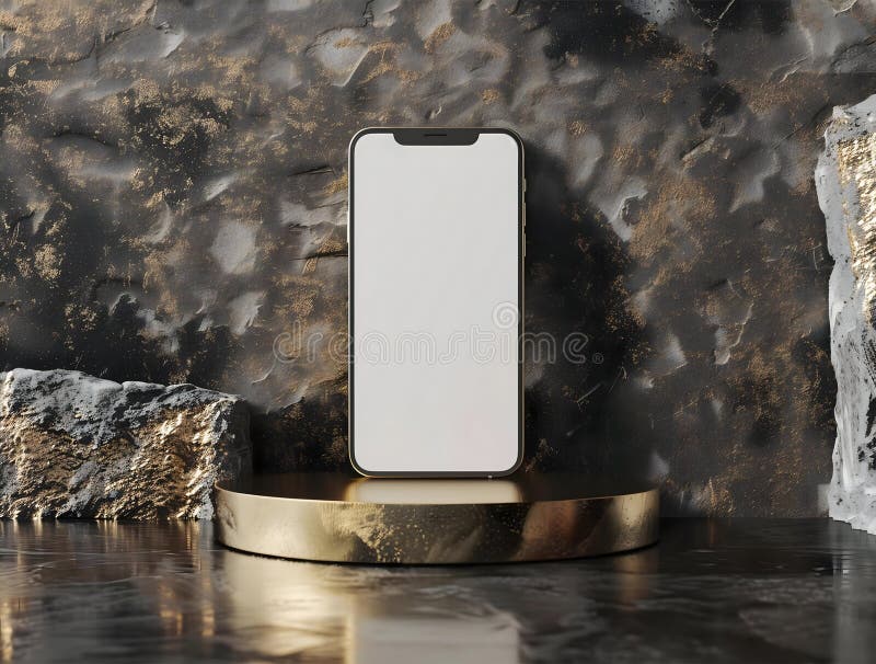 Luxury Smartphone Presentation: Golden Platform and Dark Background ...