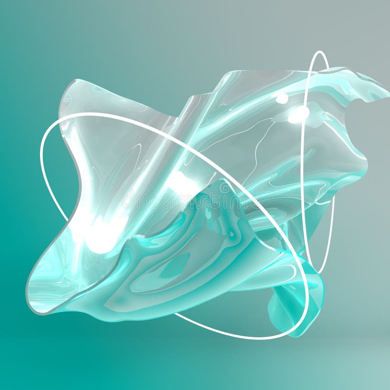 Luxury Soft Textile Fabric in Motion with Luminous Sphere and Rings 3d ...