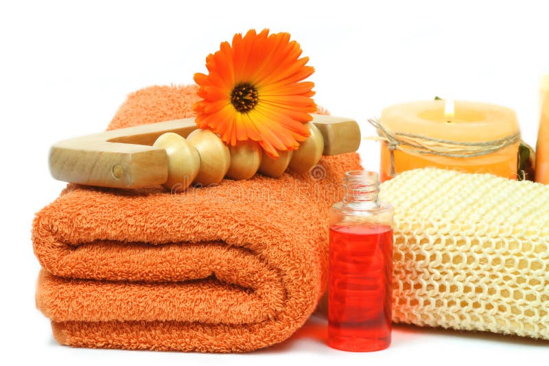Luxury Spa Accessories in Orange Color Stock Image - Image of power ...
