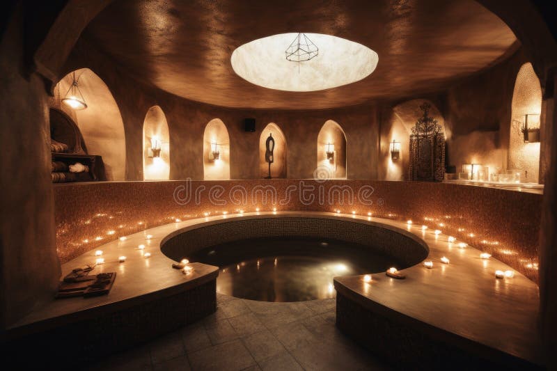 A Luxury Spa Area with a Huge Bathtub and Candle Light Created with ...