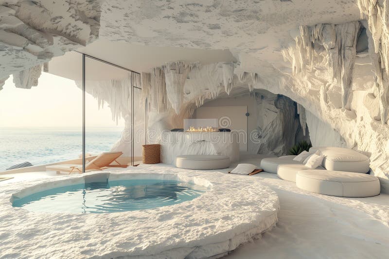 Luxury Spa with Bathtub. Interior Design Like a Cave. by Generative Ai ...
