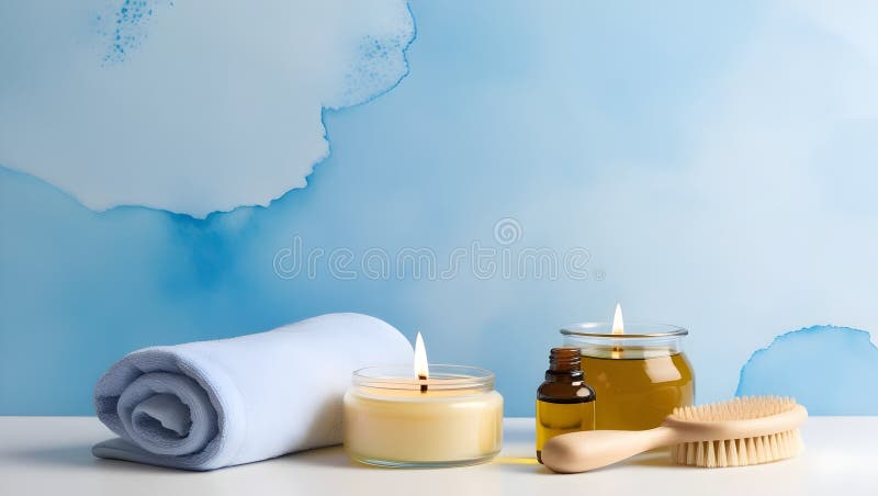 Luxury Spa Composition Featuring Aromatherapy and Massage Brush for ...