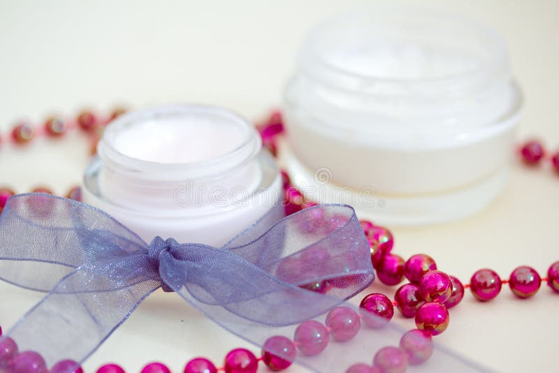 Luxury Spa Products and Red Beaded Necklace Stock Photo - Image of ...