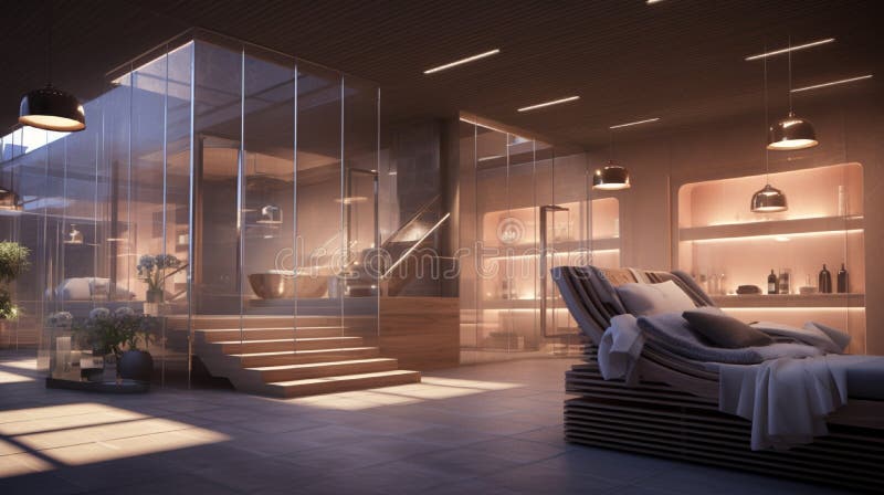 A Luxury Spa Room, with a Steam Sauna. Stock Illustration ...