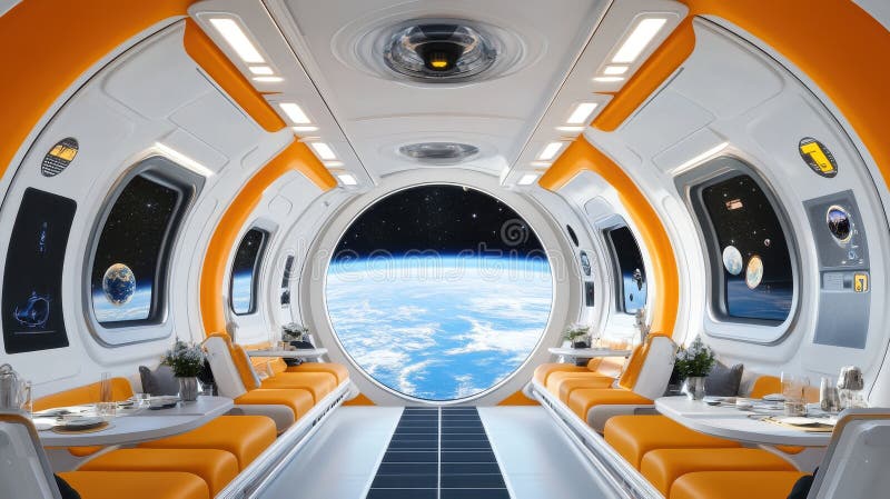 Luxury Space Dining: Futuristic Cabin with Earth View and Chic Interior ...