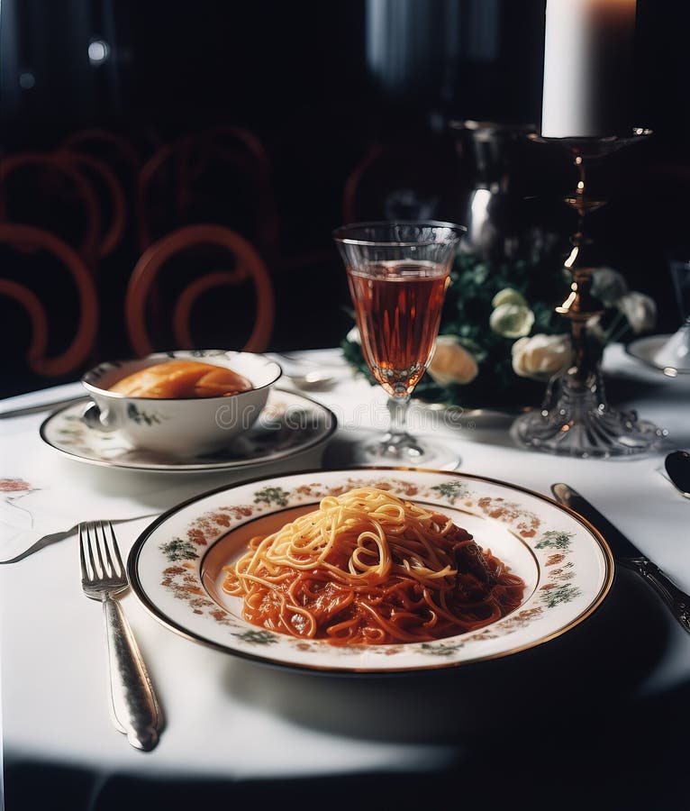 Luxury Spaghetti in Classic Luxurious Restaurant. Generative Ai Stock ...