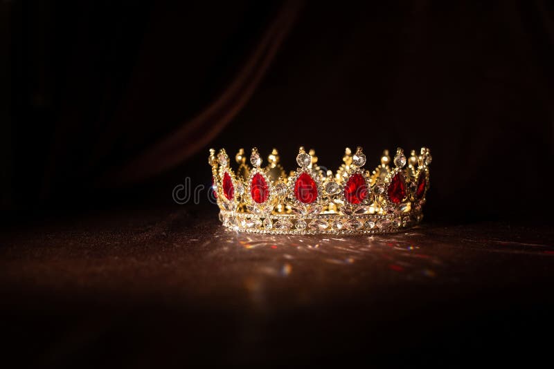 Luxury Sparkle Crown with Red Gemstones. Beauty Contest Stock Image ...