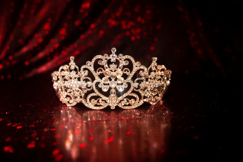 Luxury Sparkle Crown on Rich Red Background. Kingdom Stock Photo ...