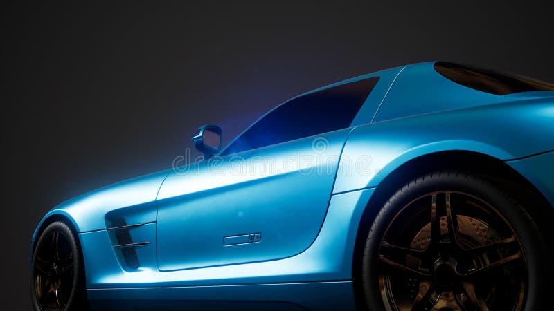 Luxury Sport Car in Dark Studio with Bright Lights Stock Illustration ...