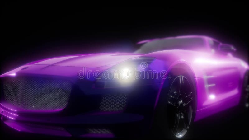 Luxury Sport Car in Dark Studio with Bright Lights Stock Photo - Image ...