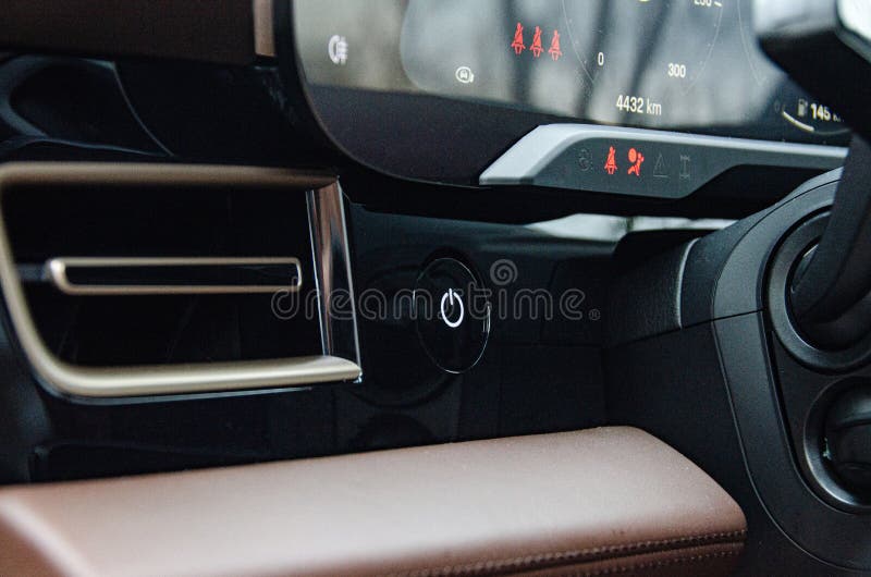 Luxury Sport Electric Car Engine Start Stop Button Stock Photo - Image ...