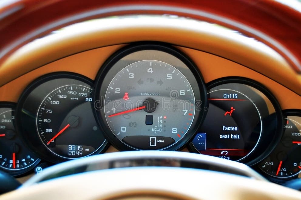 Luxury Sports Car Speedometer Panel Stock Photo - Image of indoors ...