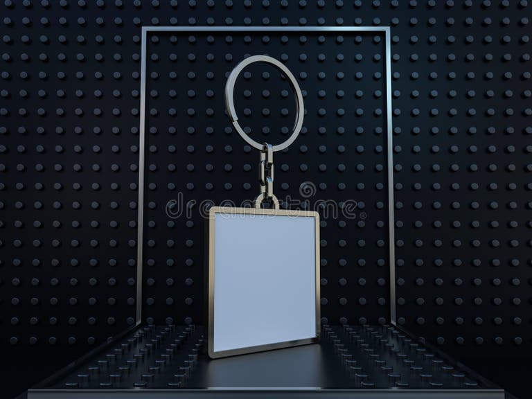 Luxury Square Keychain with Space for Text or Logo. 3D Stock ...