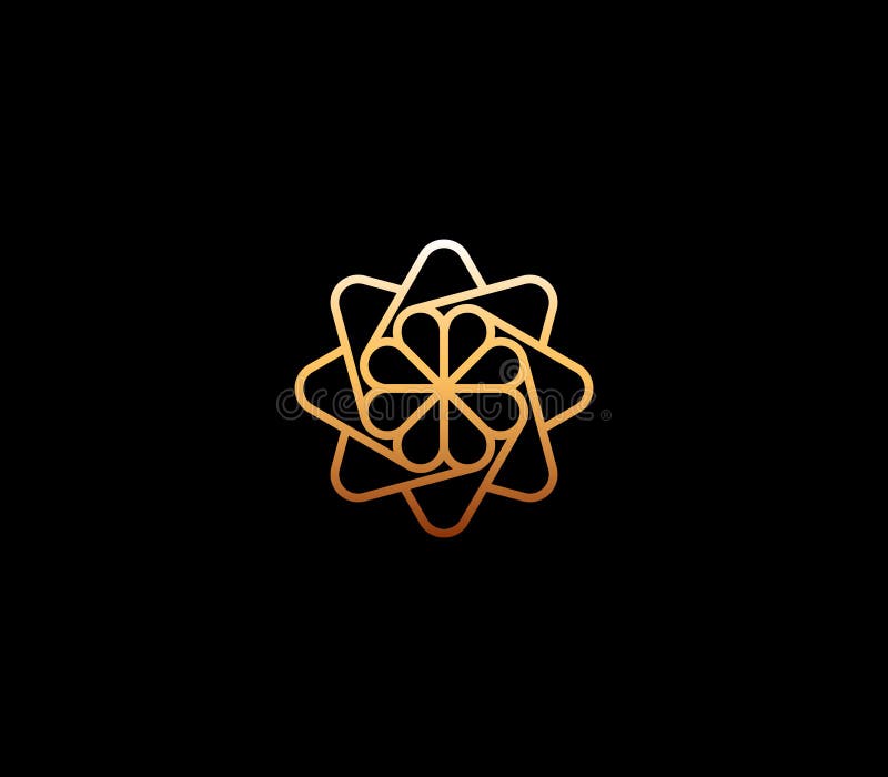 Luxury Star Flower Logo, Hexagonal Structure Monogram with Black ...