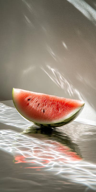 Luxury Still Life with Sliced Watermelon on Reflective Surface Stock ...