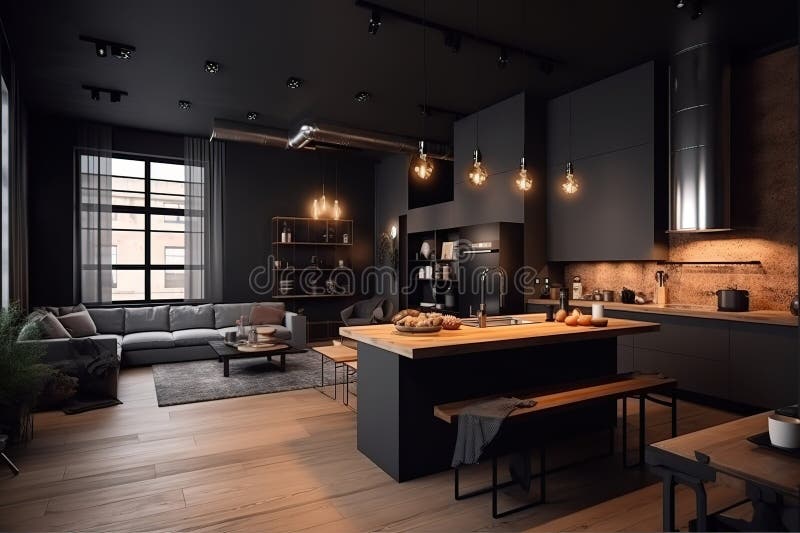 Luxury Studio Apartment. Generative AI Stock Illustration ...