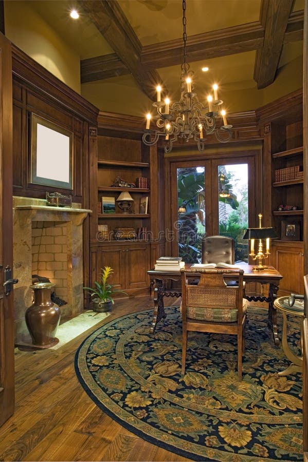 Luxury study room stock photo. Image of decoration, curtain - 12466352