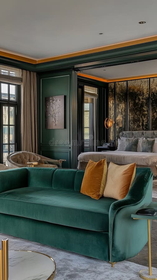 A Luxury Suite with Custom Amenities Stock Photo - Image of wall ...